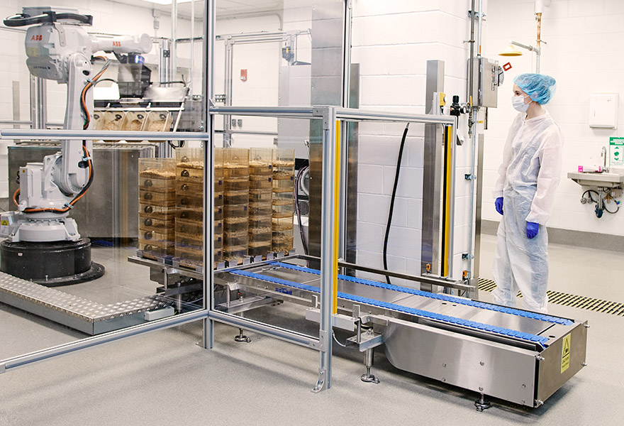 Robotic Cage Handling System for Tunnel Washers